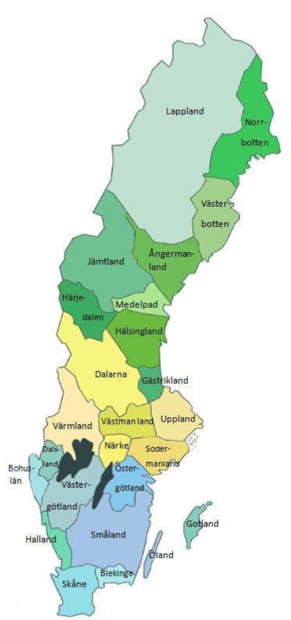 De 21 Zweedse provincies • Grenzenloos