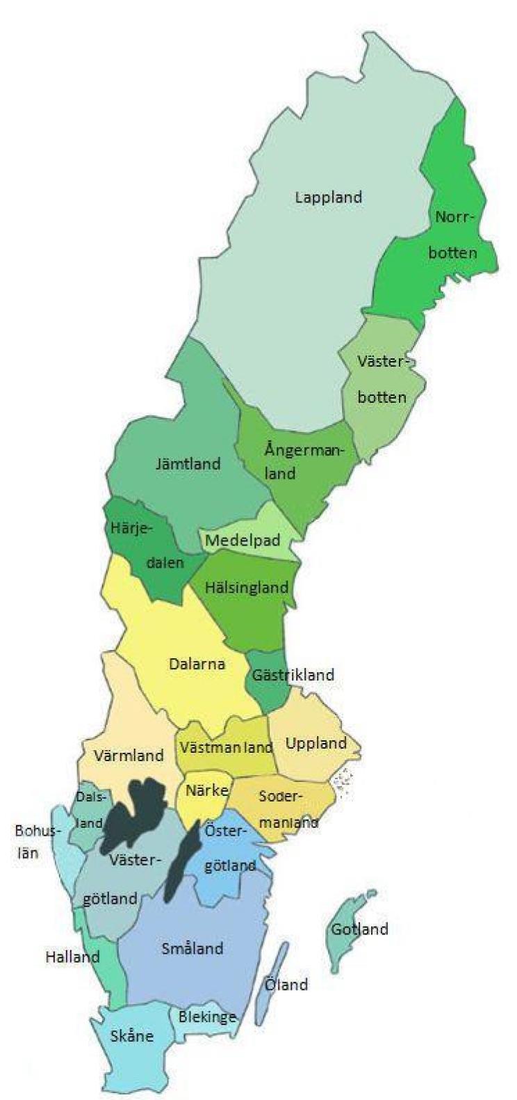 De 21 Zweedse provincies • Grenzenloos